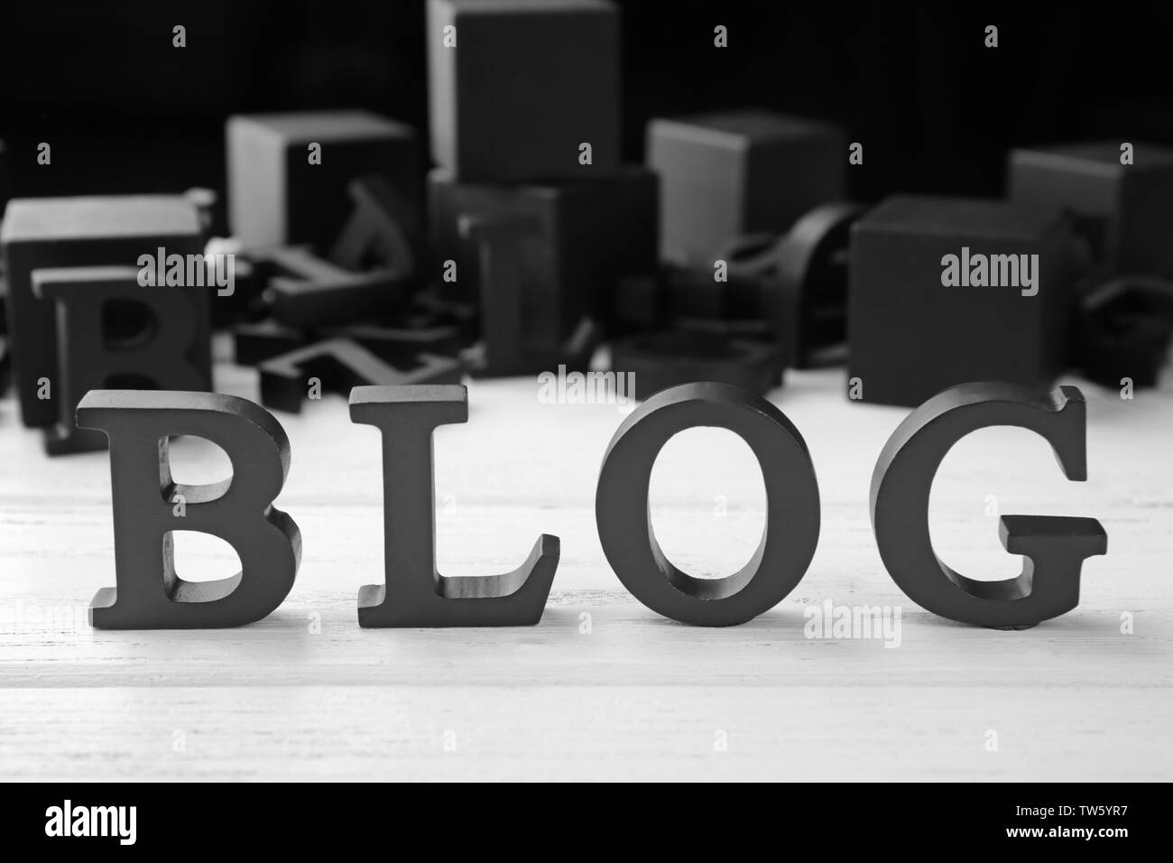 Word wooden letters on Black and White Stock Photos & Images - Alamy