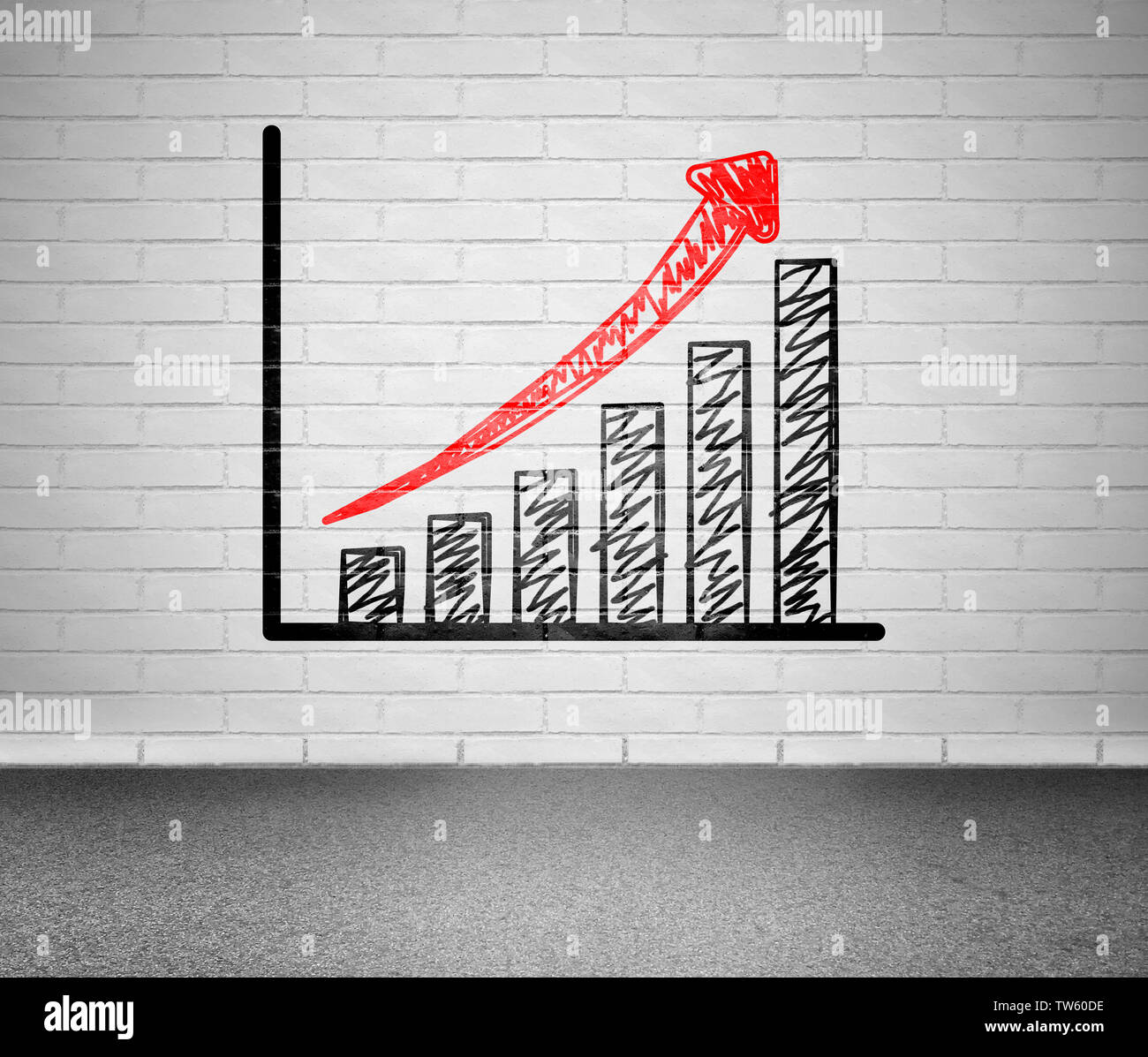 Hand-drawn economic growth chart on walls Stock Photo - Alamy