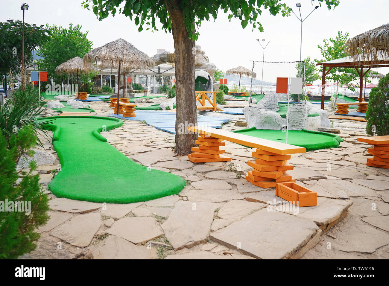 Miniature golf course at tropical resort Stock Photo - Alamy