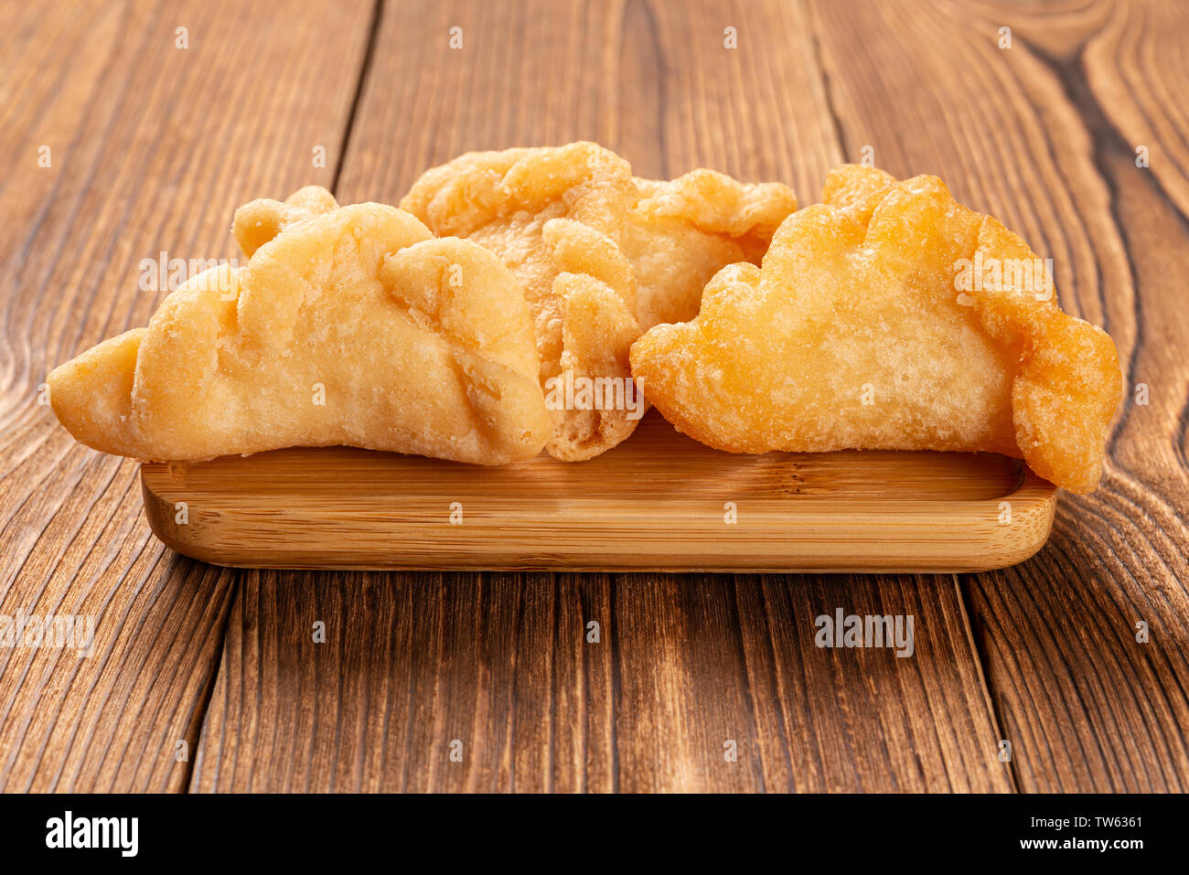 side view sweet fried dumplings like flowers for Chinese New Year Stock ...