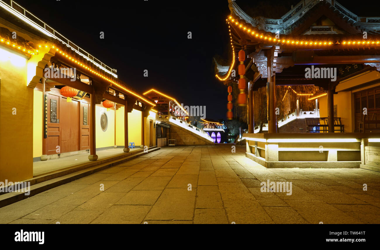 Night view of Anchang ancient town Stock Photo - Alamy