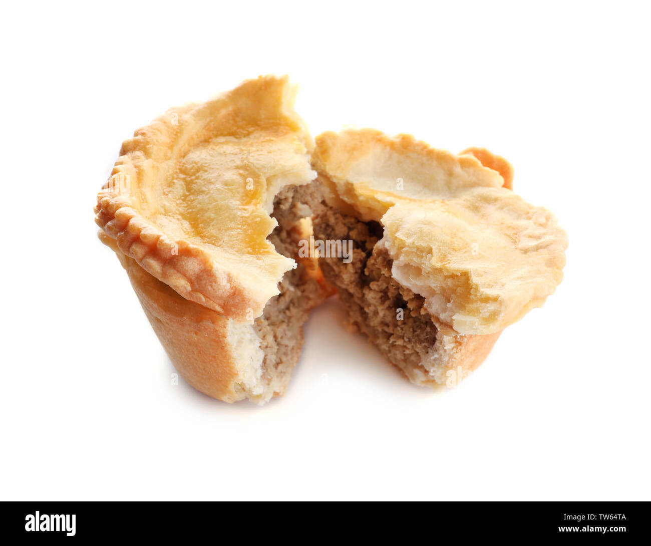 Delicious little meat pie on white background Stock Photo - Alamy