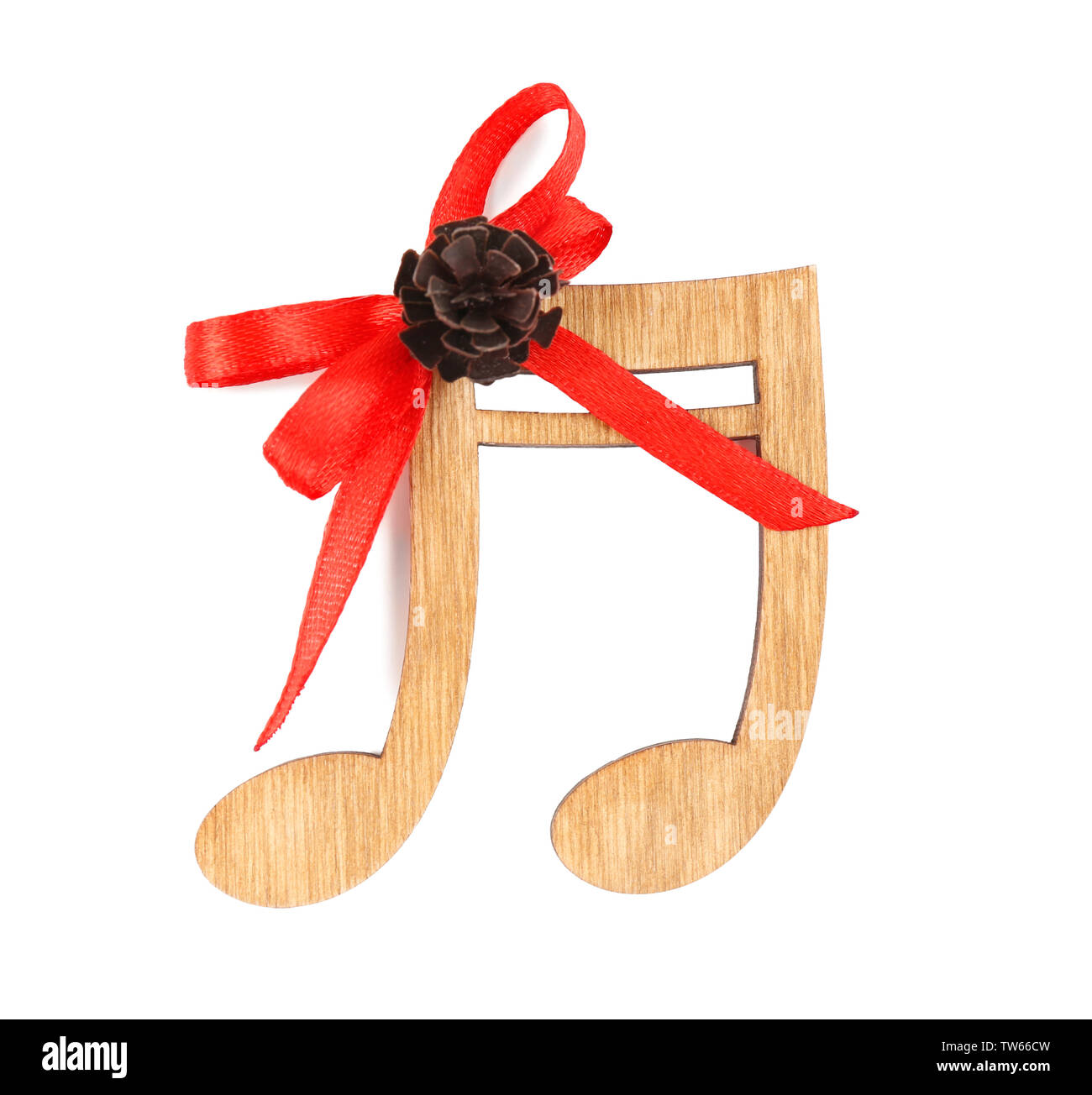 Christmas music concept. Decorative notes with bow, isolated on white ...