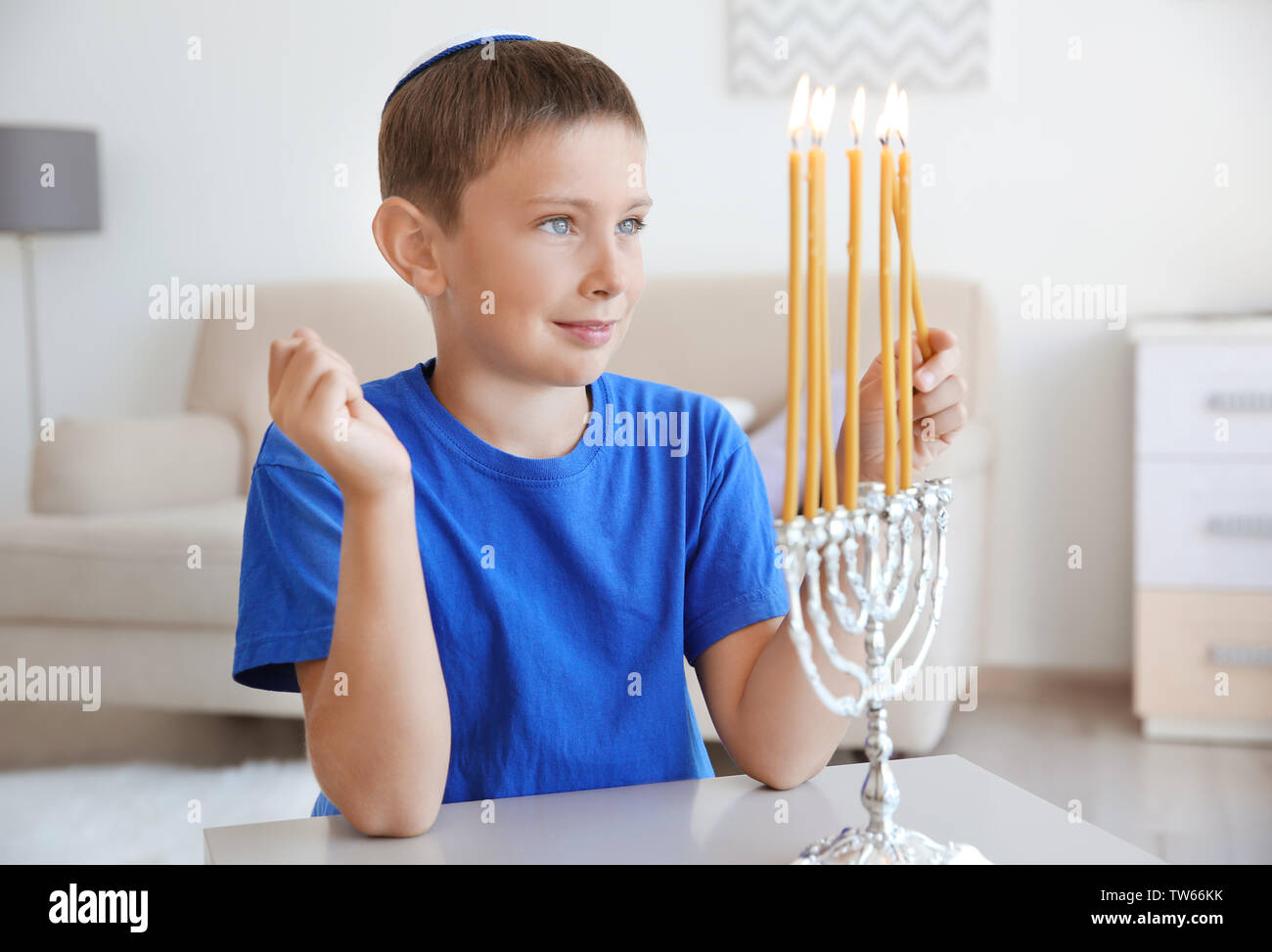 Jewish child menorah hi-res stock photography and images - Alamy