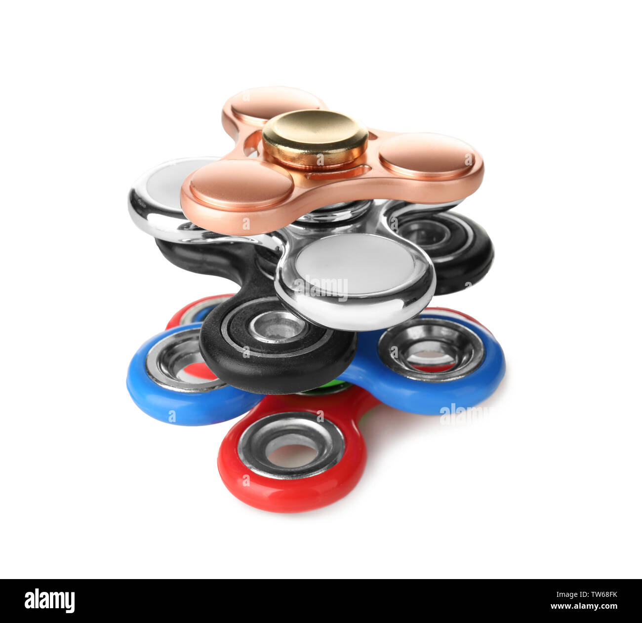 Different modern spinners, isolated on white Stock Photo - Alamy
