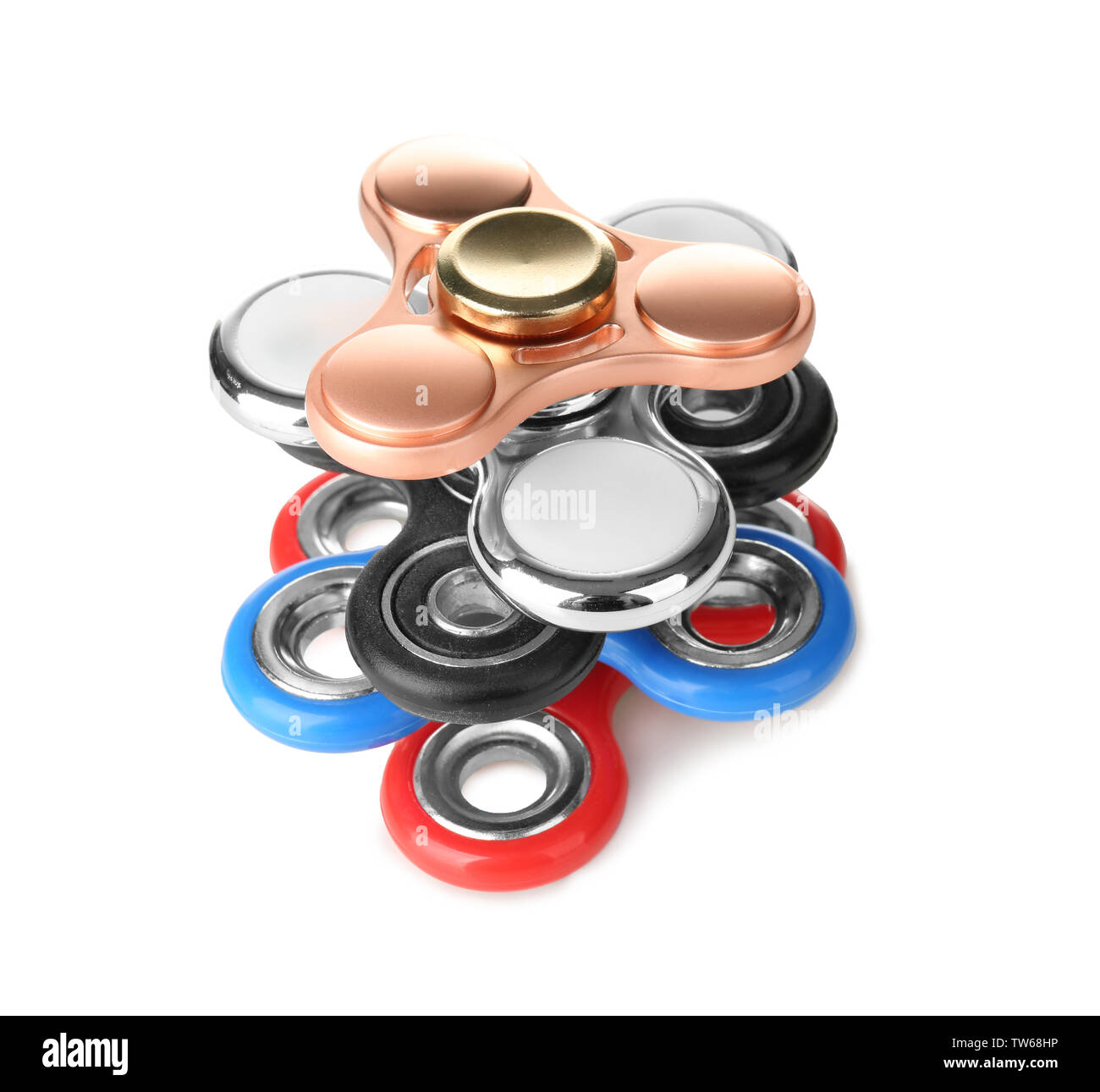 Different modern spinners, isolated on white Stock Photo - Alamy