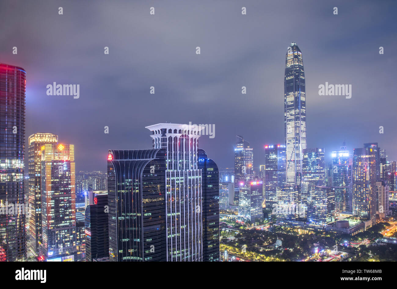 Night view of Shenzhen City Center Building Stock Photo - Alamy