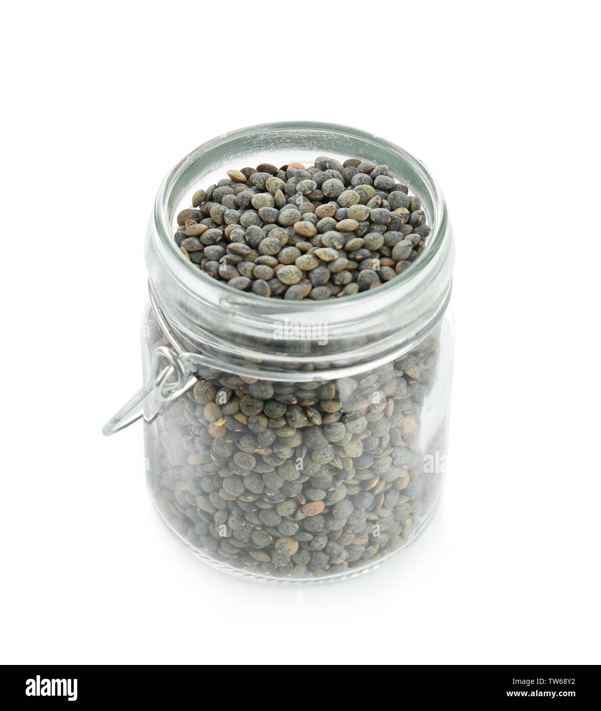 Jar with healthy lentils, isolated on white Stock Photo - Alamy