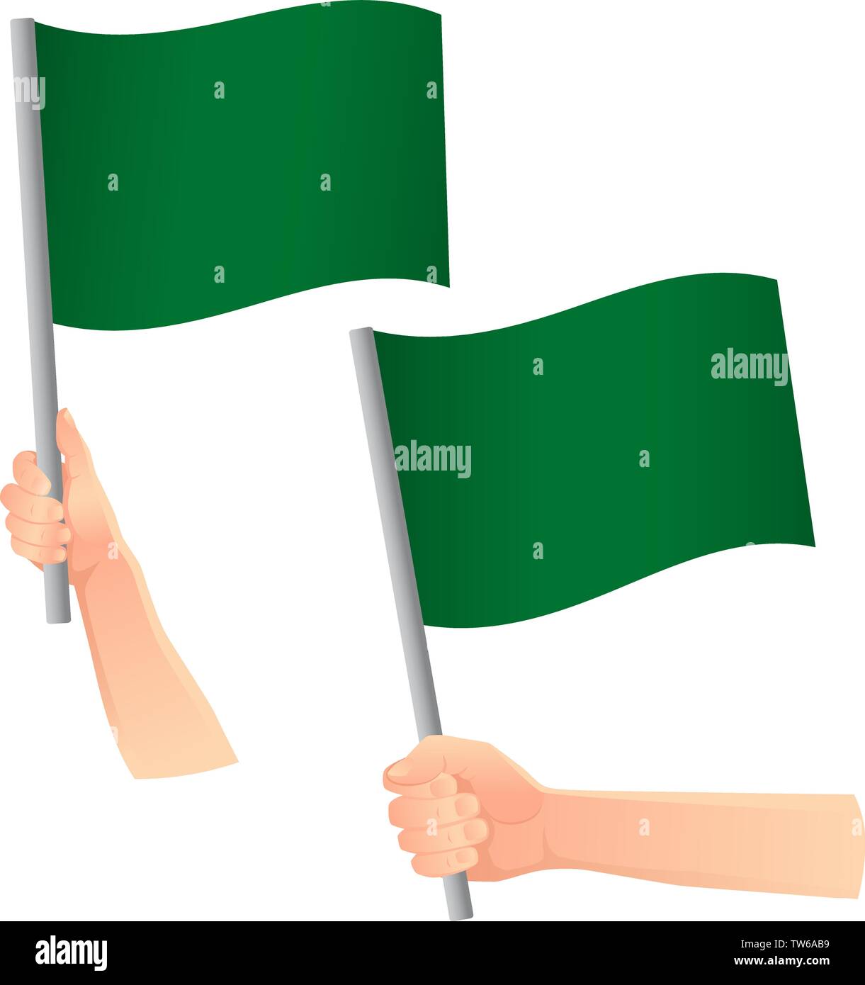 Green flag in hand. Vector illustration of green flag Stock Vector ...