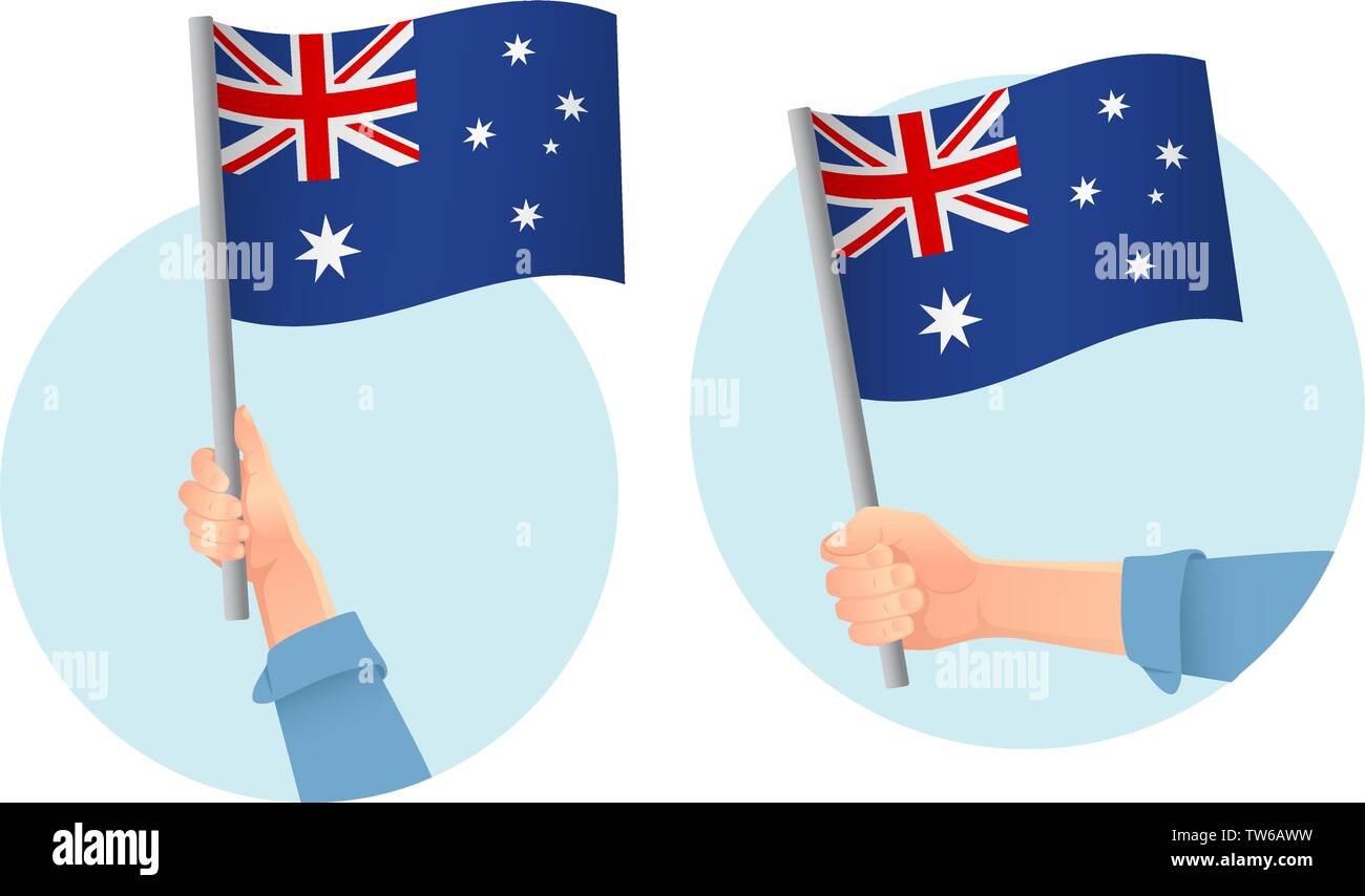 Australia flag in hand. Patriotic background. National flag of ...