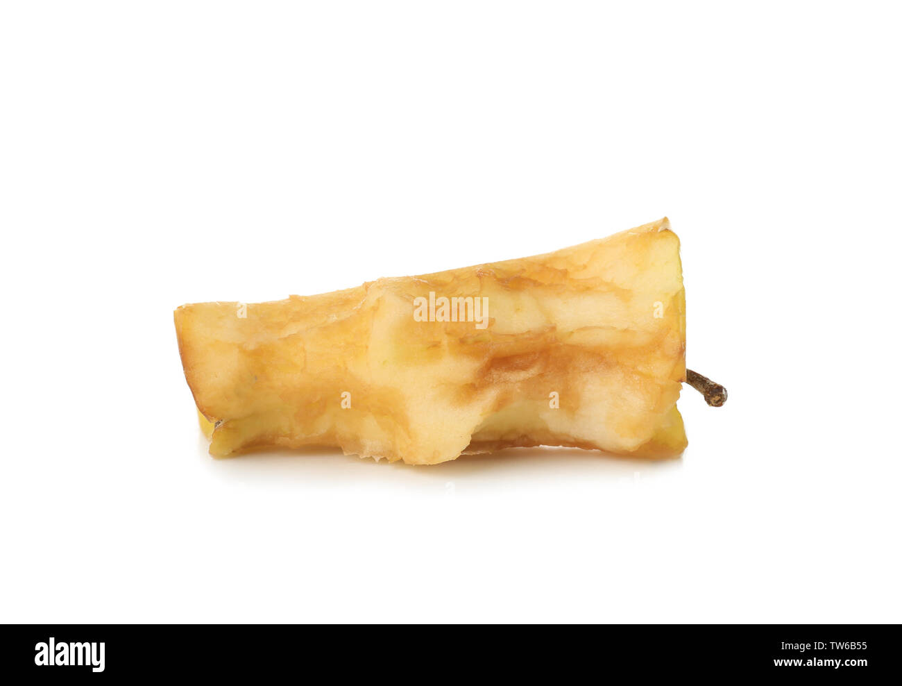 Apple core on white background Stock Photo - Alamy