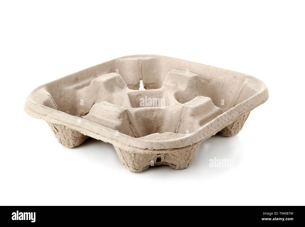 Carton coffee cup holder on white background Stock Photo - Alamy
