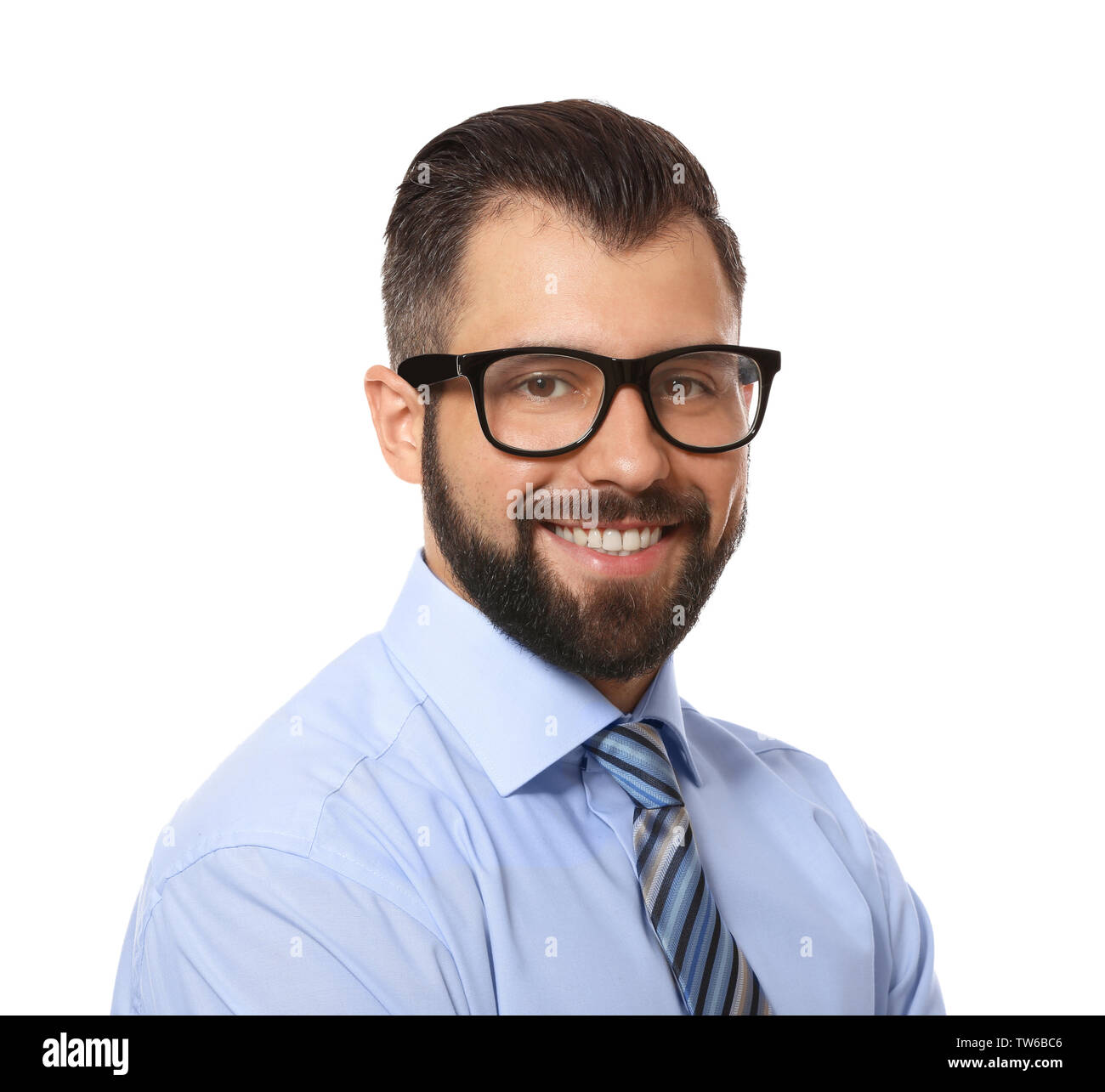 Handsome man in formal clothes on white background Stock Photo - Alamy