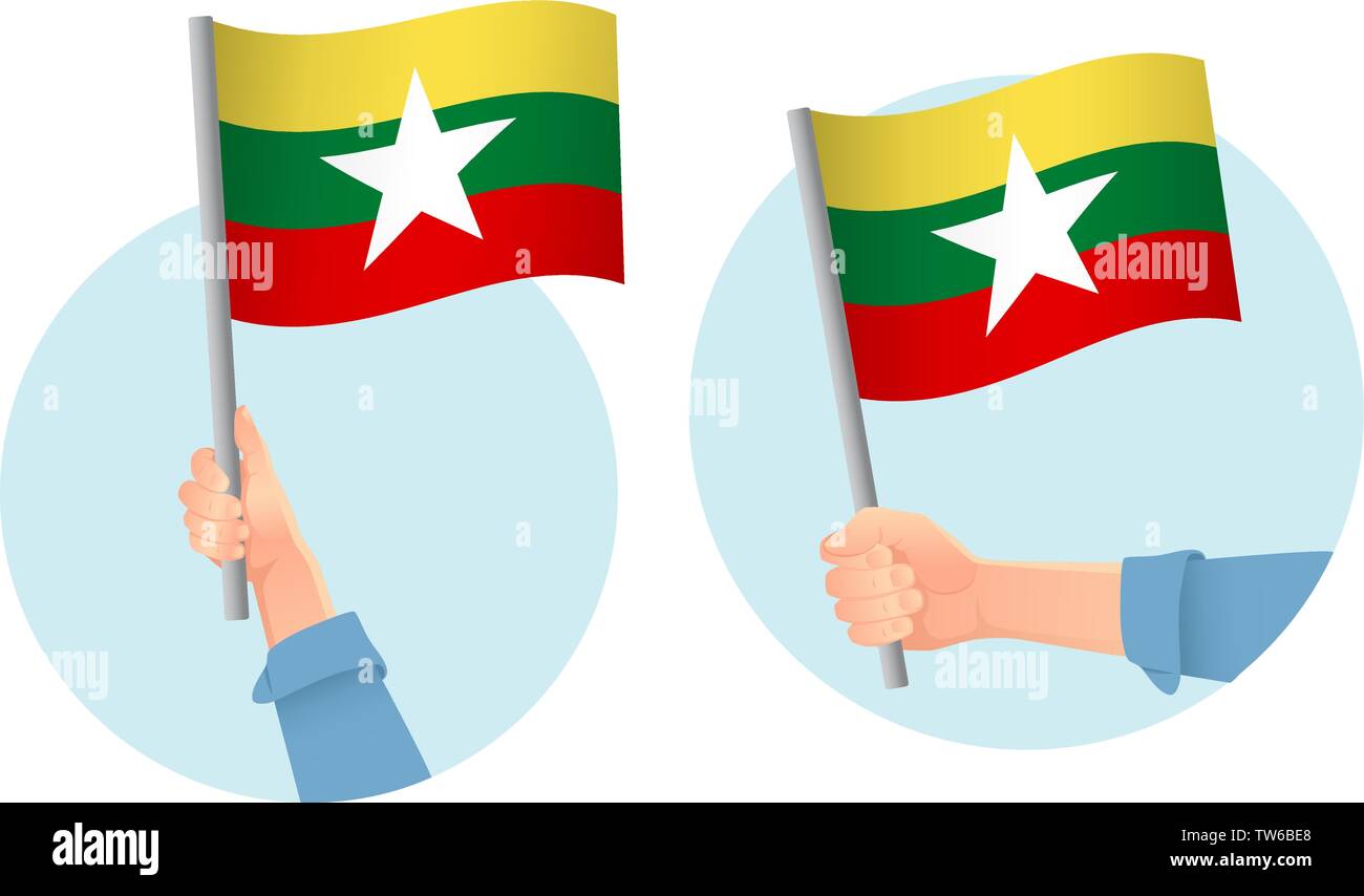Burma flag in hand. Patriotic background. National flag of Burma vector ...