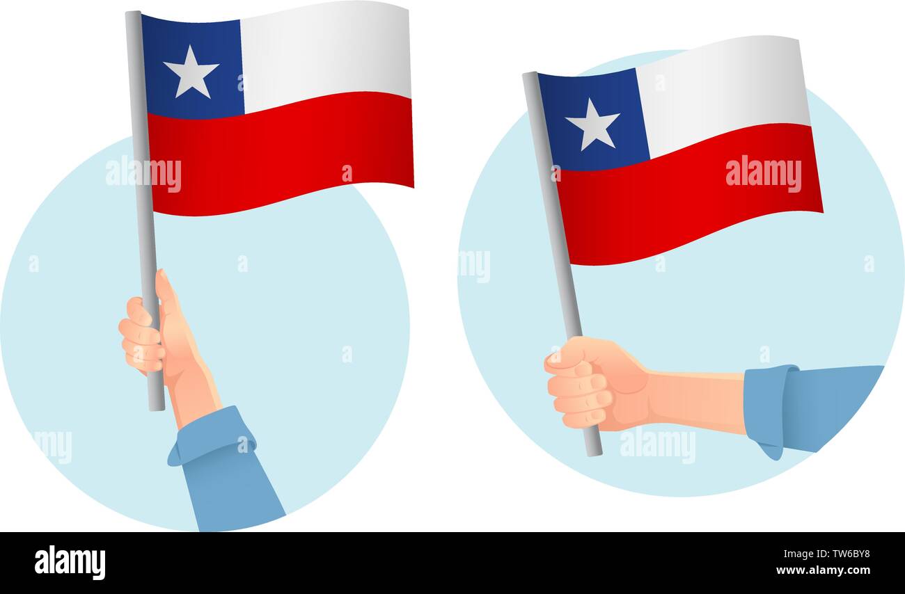 Chile flag in hand. Patriotic background. National flag of Chile vector ...