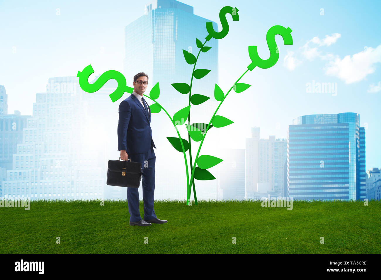 Money tree concept with businessman in growing profits Stock Photo - Alamy