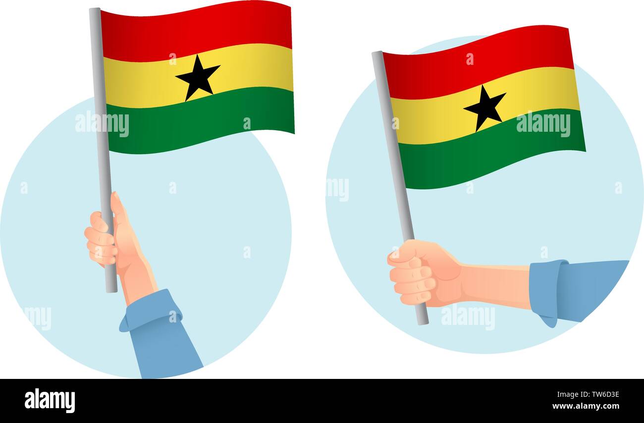 Ghana flag in hand. Patriotic background. National flag of Ghana vector ...