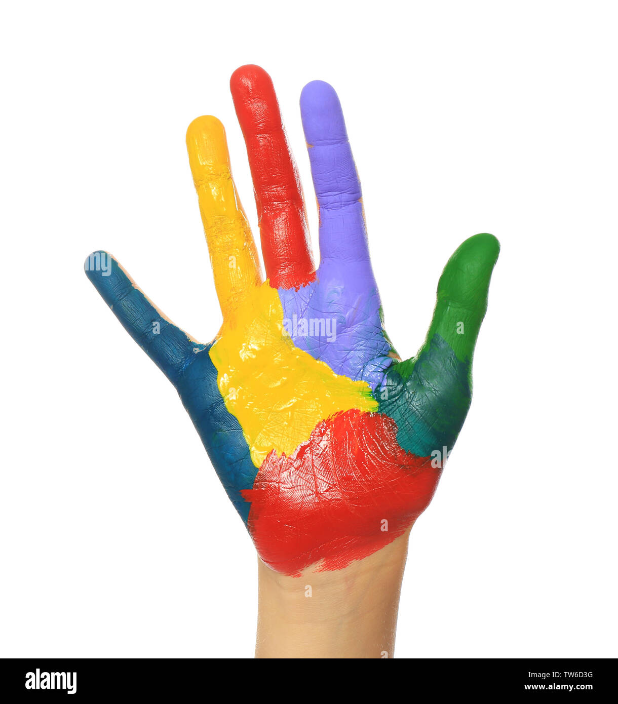 Painted hand on white background Stock Photo - Alamy