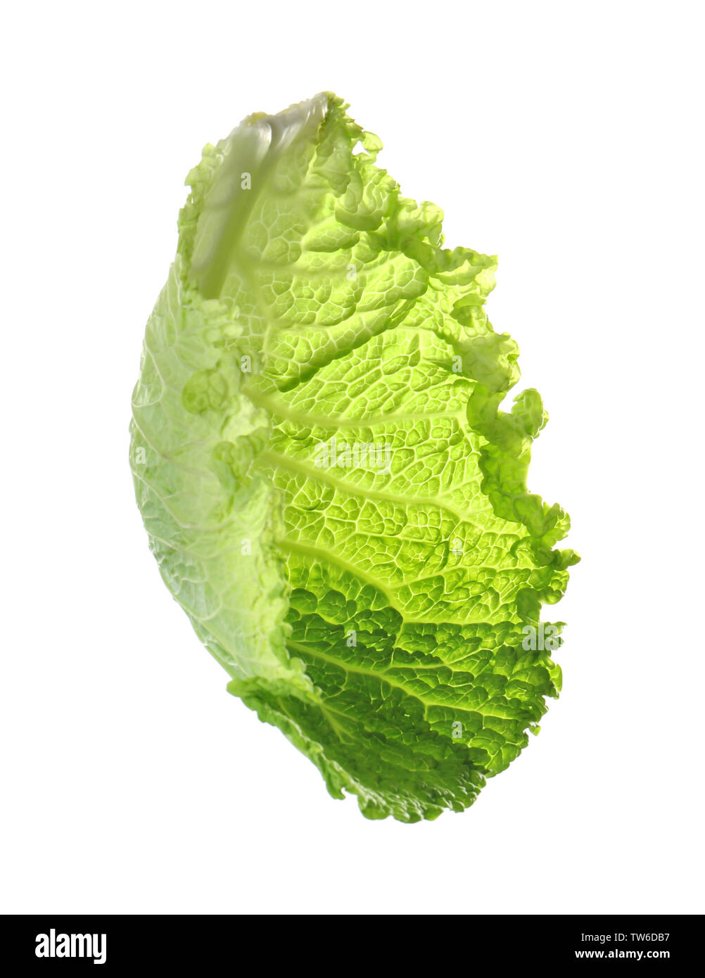 Fresh green cabbage leaf on white background Stock Photo - Alamy