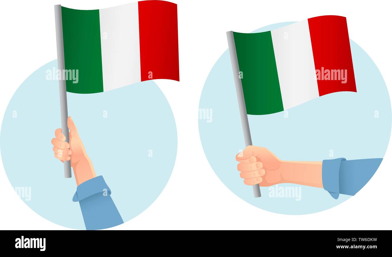 Italy flag in hand. Patriotic background. National flag of Italy vector ...