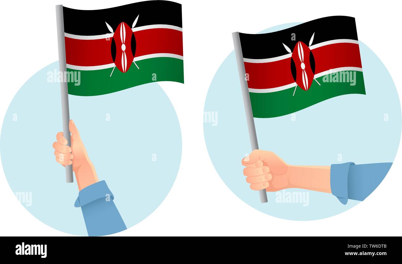 Kenya flag in hand. Patriotic background. National flag of Kenya vector ...