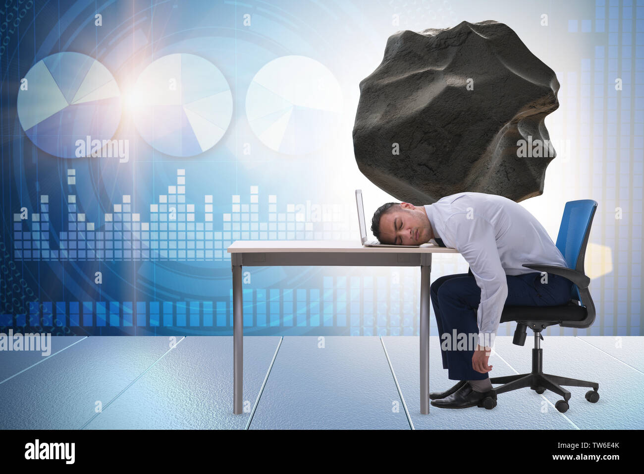 Employee under the burden of work Stock Photo - Alamy
