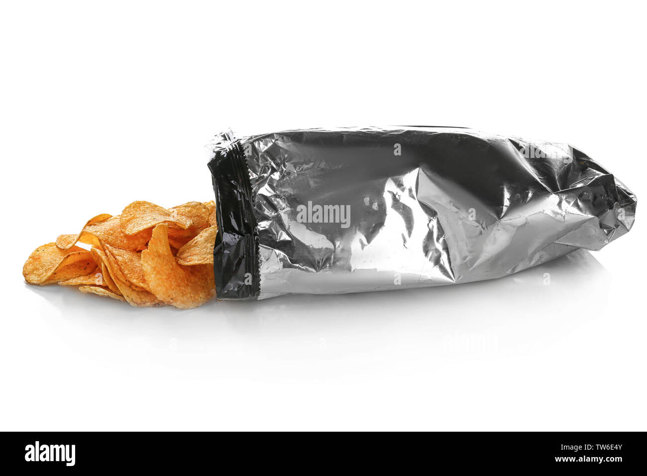 Potato chips in packet on white background Stock Photo - Alamy