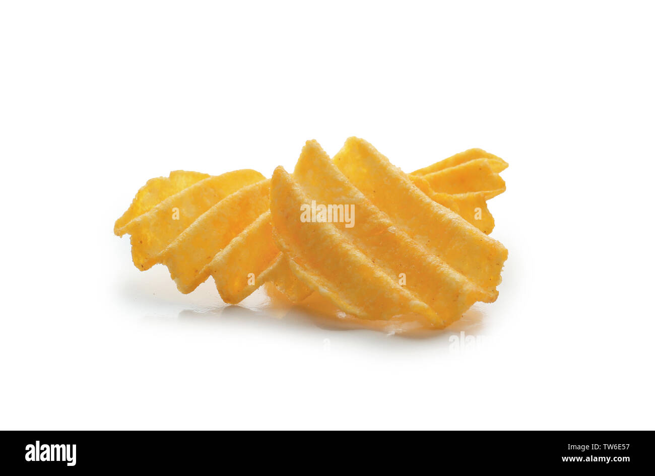 Potato chips on white background Stock Photo - Alamy