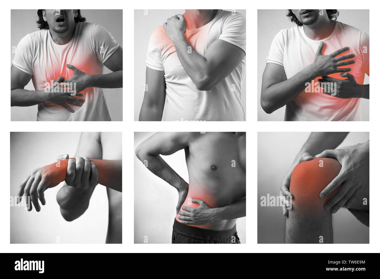 Collage of man suffering from acute pain hi-res stock photography and ...