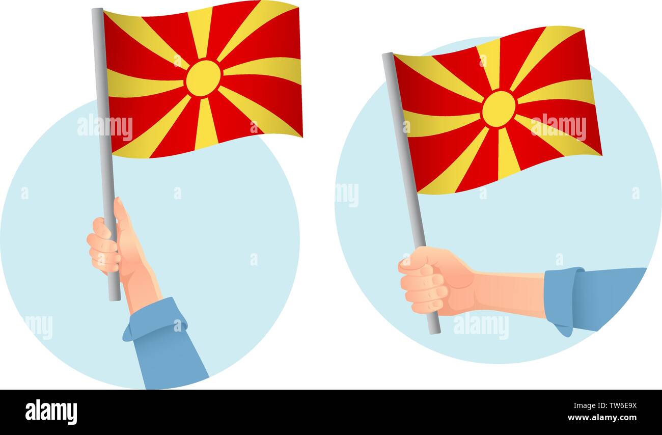 Macedonia flag in hand. Patriotic background. National flag of ...