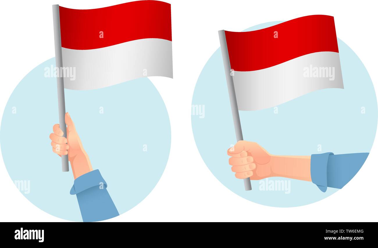 Monaco flag in hand. Patriotic background. National flag of Monaco ...