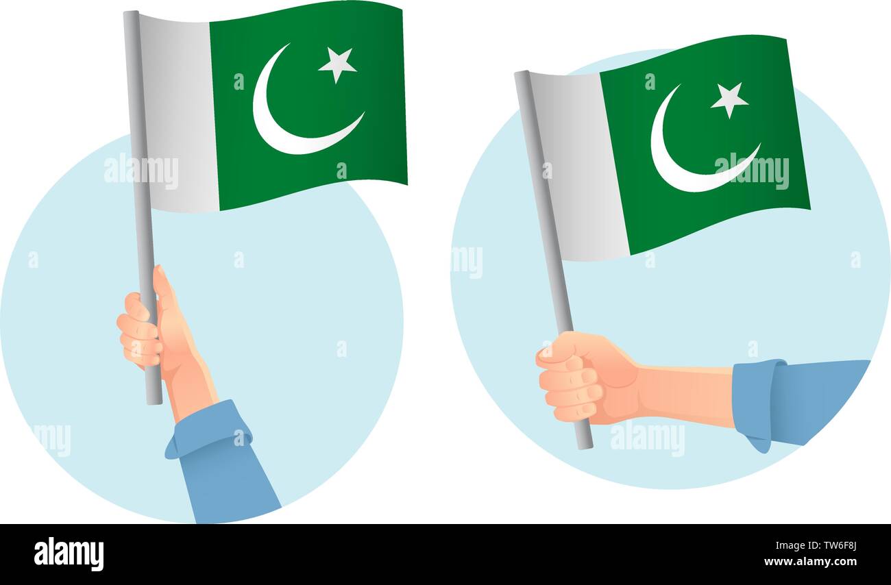 Pakistan flag in hand. Patriotic background. National flag of Pakistan ...