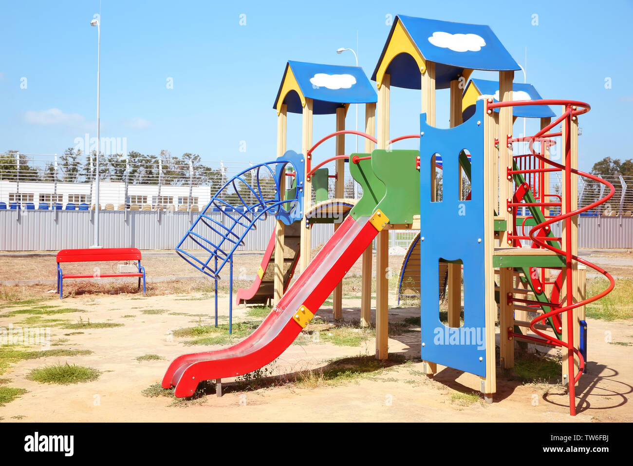 Empty children playground outdoors Stock Photo - Alamy