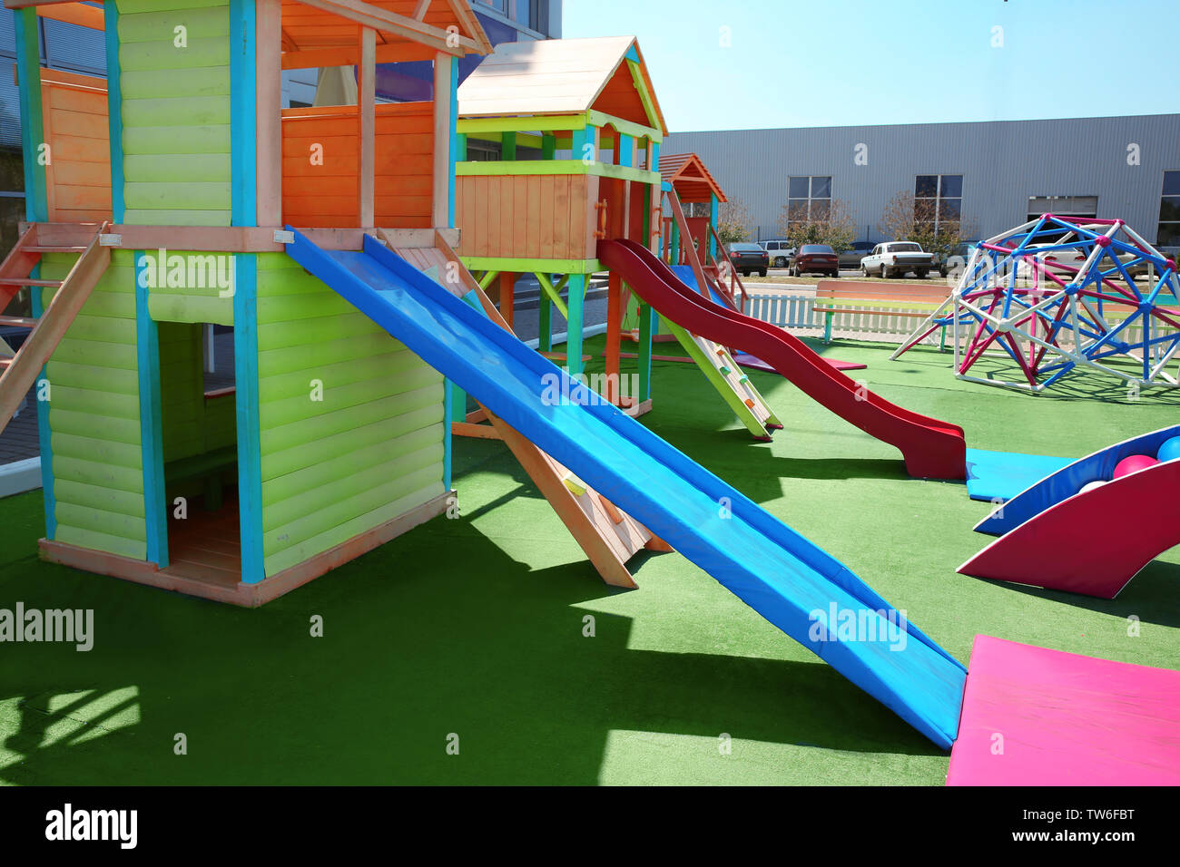 Empty children playground outdoors Stock Photo - Alamy