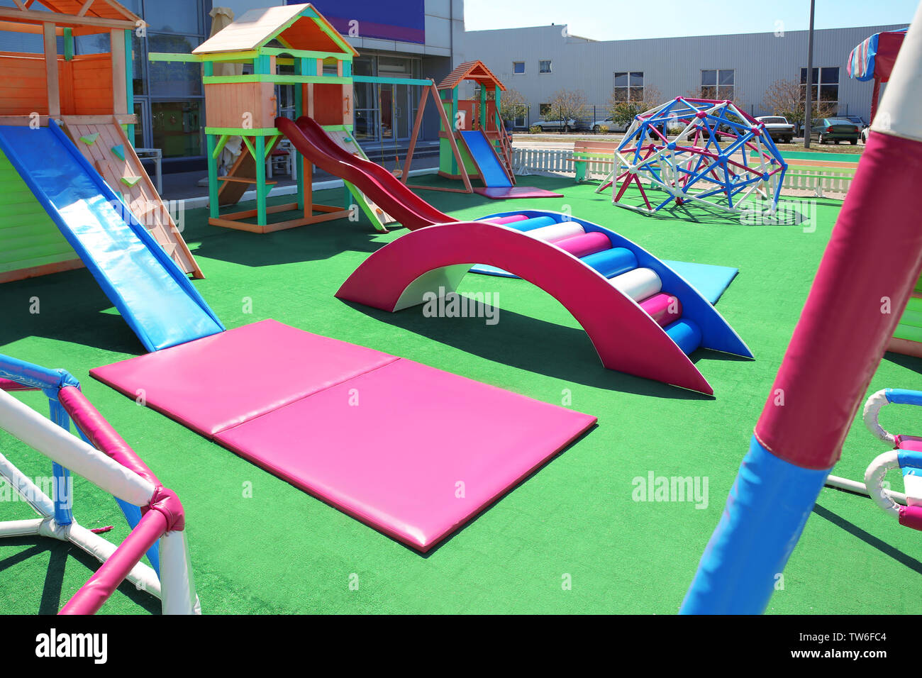 Empty children playground outdoors Stock Photo - Alamy