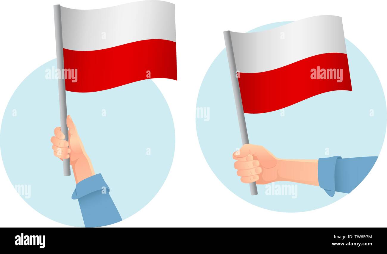 Poland flag in hand. Patriotic background. National flag of Poland ...