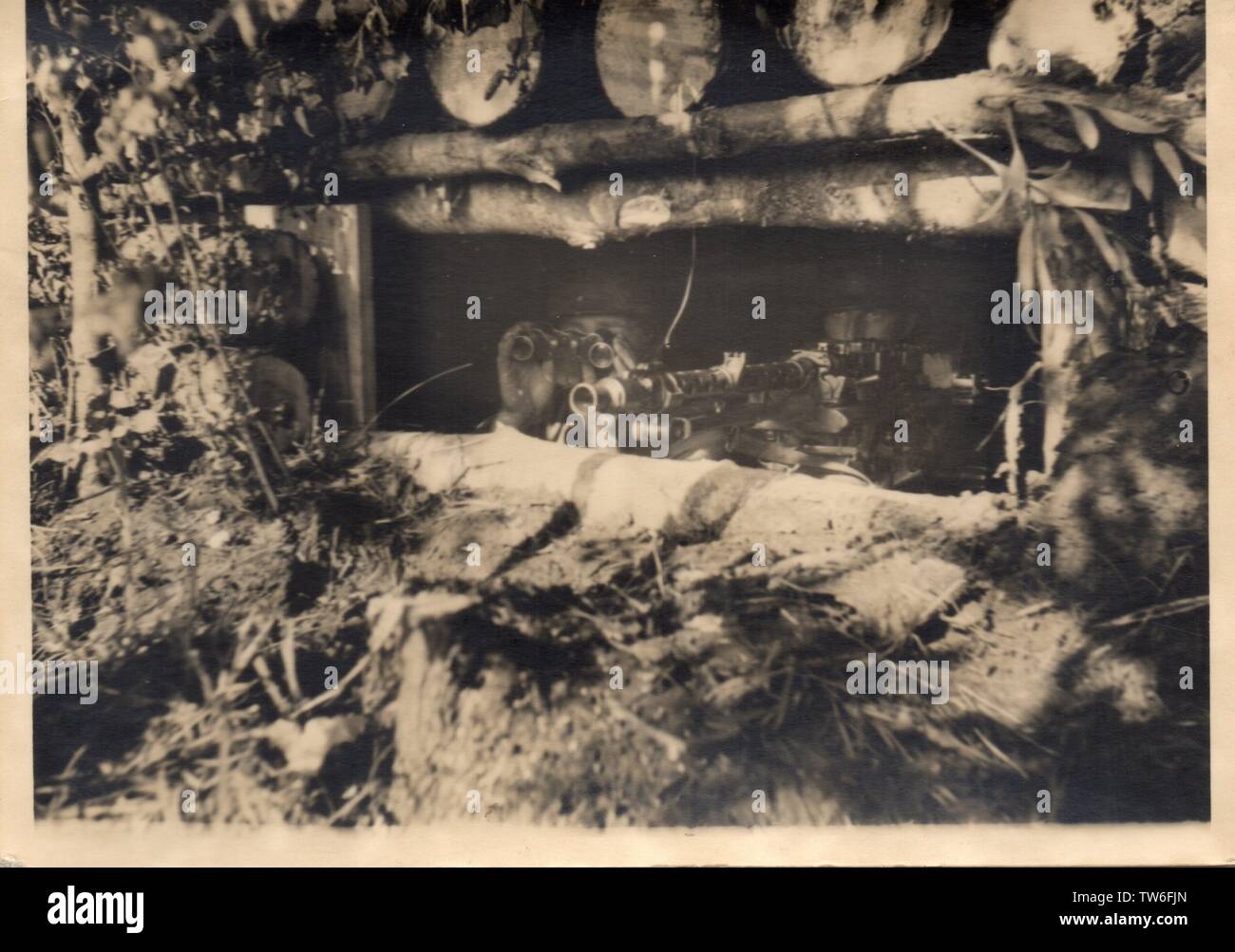 German Soldiers with a MG in a Bunker on the Eastern Front 1942 Stock ...