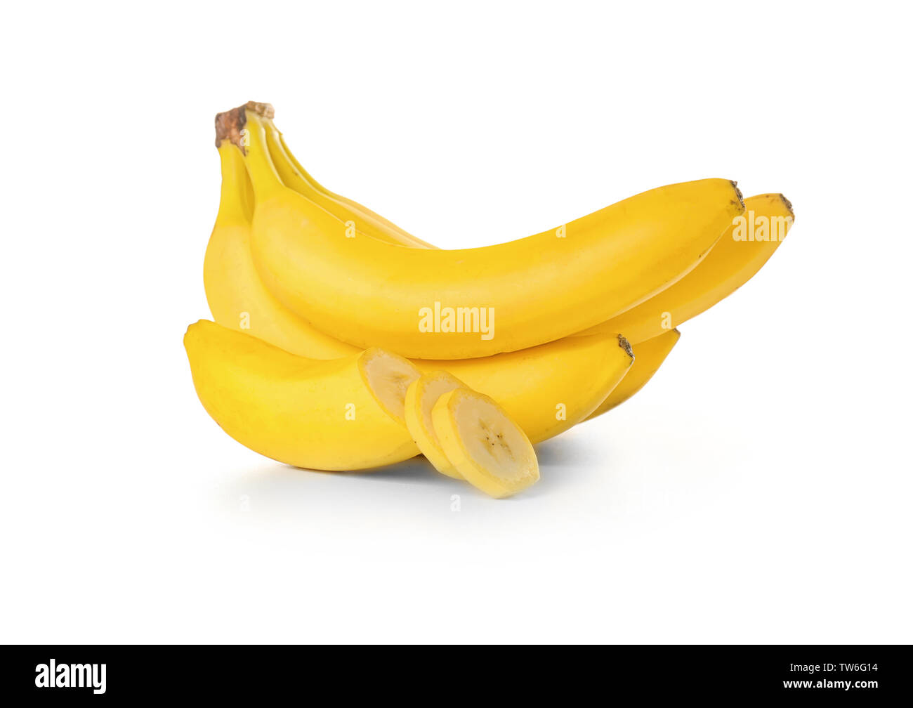 Ripe bananas on white background Stock Photo - Alamy