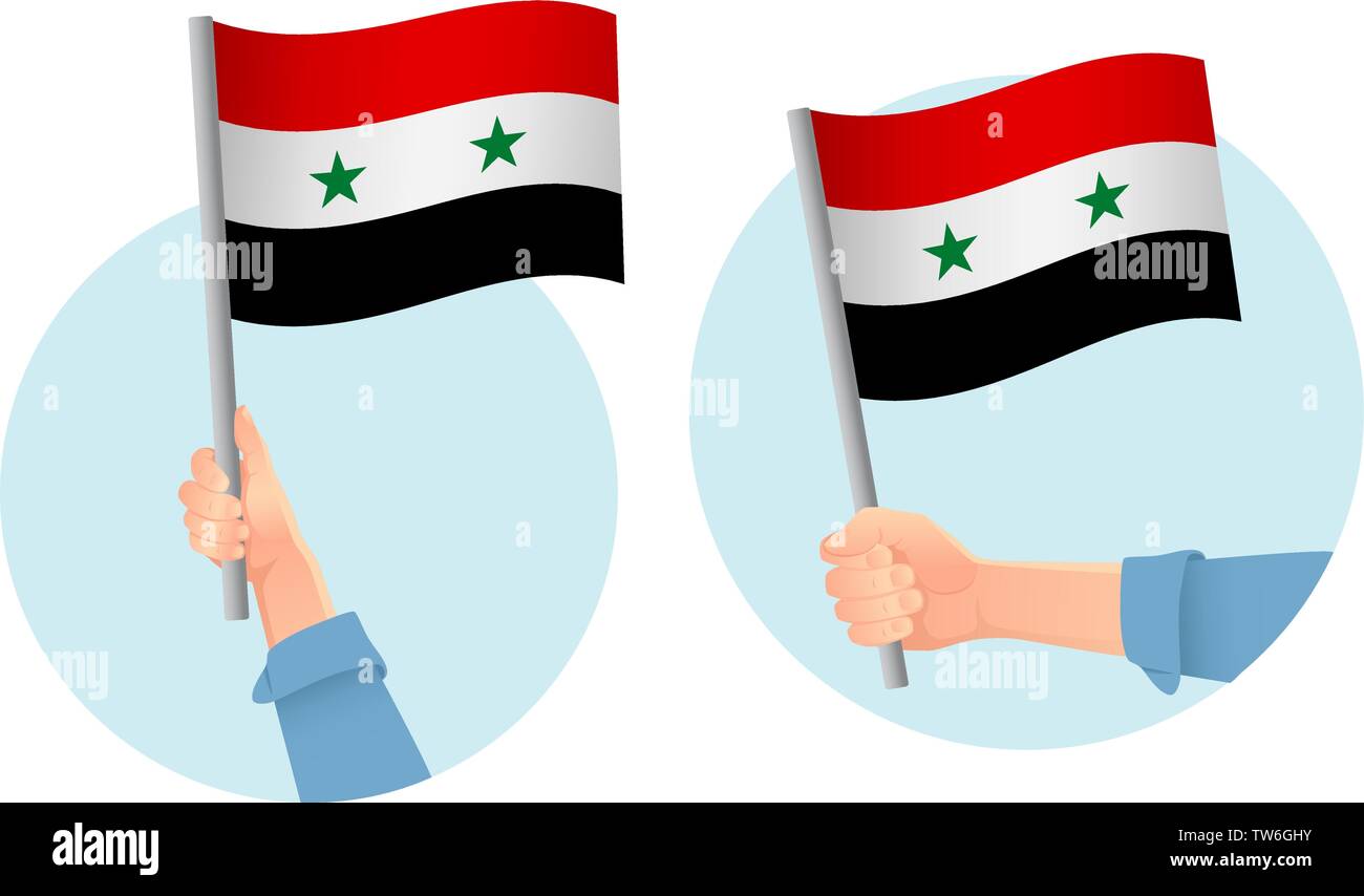 Syria flag in hand. Patriotic background. National flag of Syria vector ...