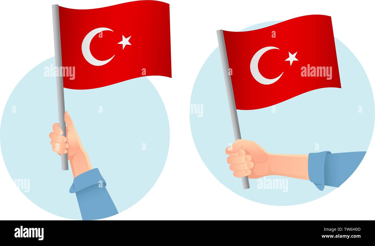 Turkey flag in hand icon Stock Vector Image & Art - Alamy