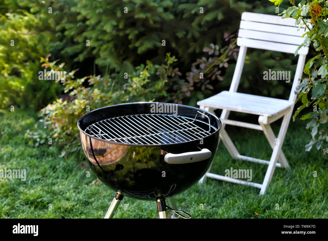 Barbecue grill on backyard Stock Photo - Alamy