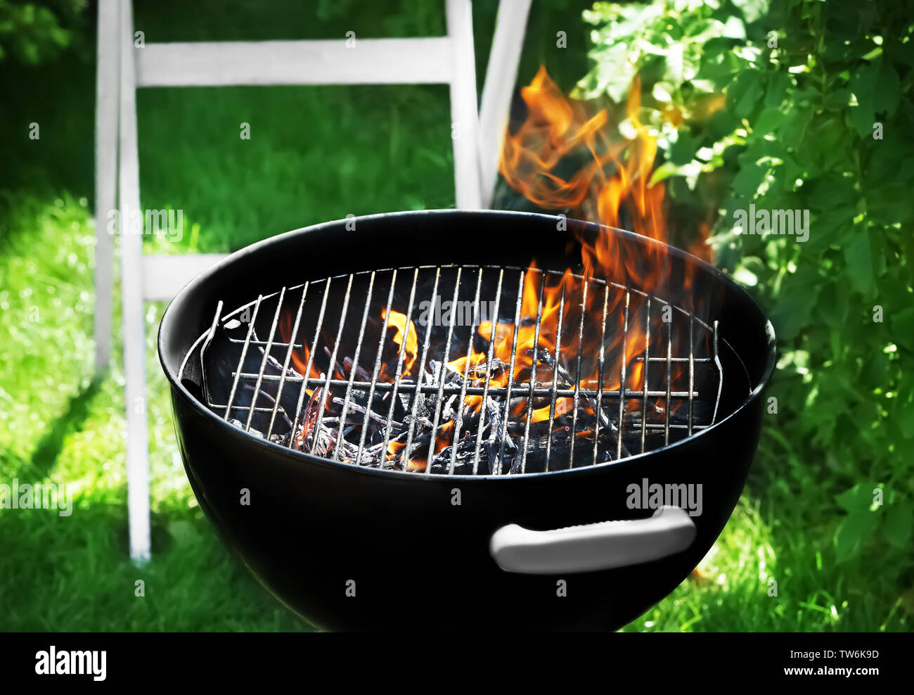 Barbecue grill on backyard Stock Photo - Alamy