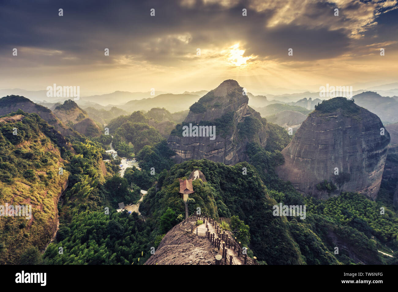 Sunset Dingdal of Danxia Landform in Guilin Grand Scene Stock Photo - Alamy