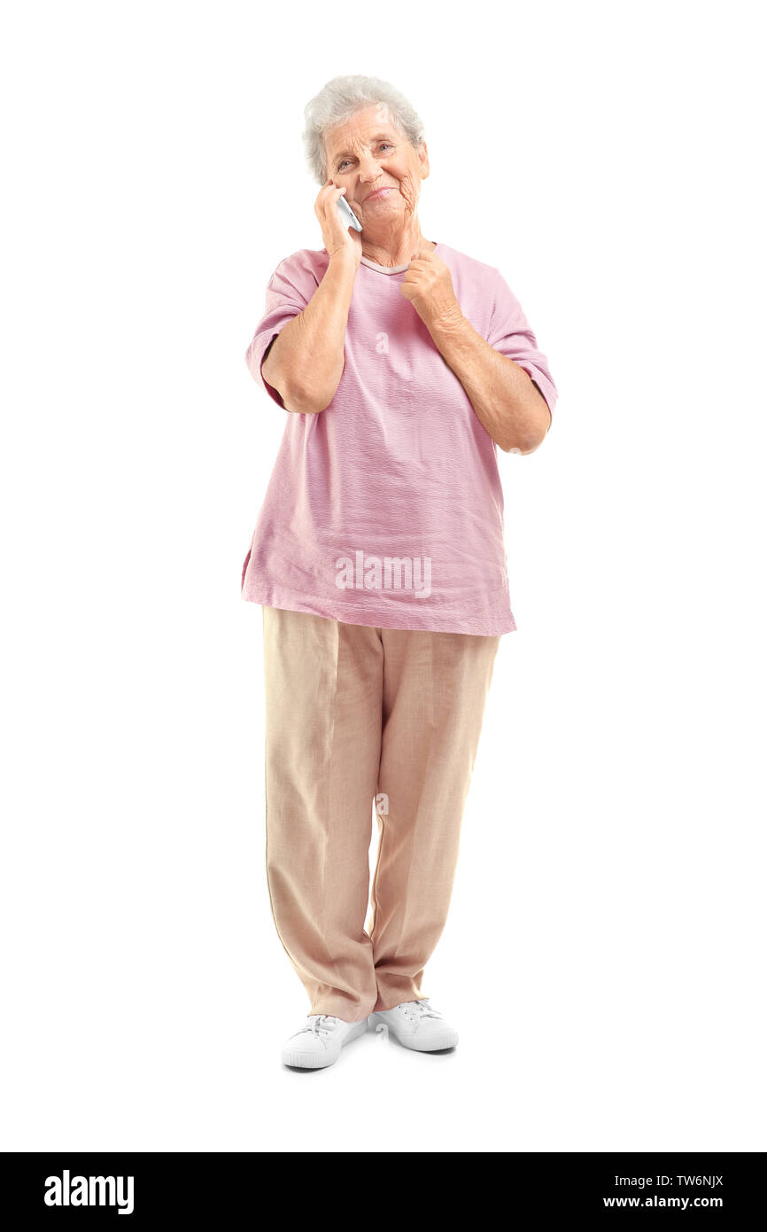 Elderly using mobile phone Cut Out Stock Images & Pictures - Alamy