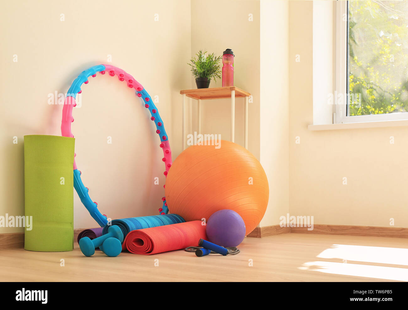 Different physiotherapy equipment in room Stock Photo - Alamy