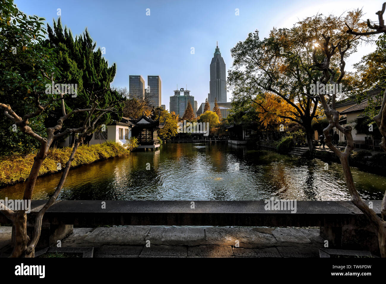 Waters trees and tourism Stock Photo - Alamy