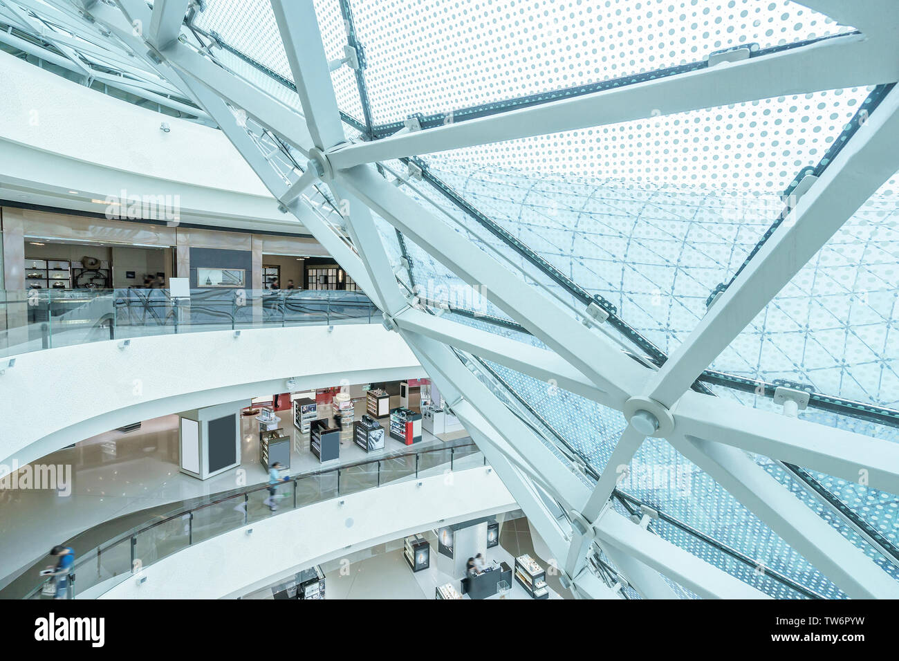 part of glass architecture and hallway in shopping mall Stock Photo - Alamy