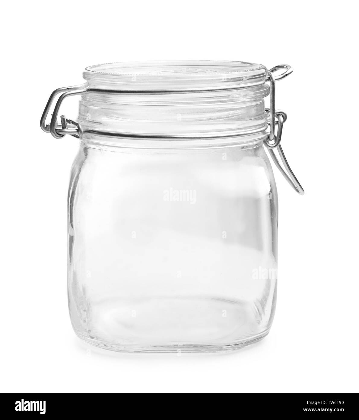 Empty glass jar on white background Stock Photo - Alamy