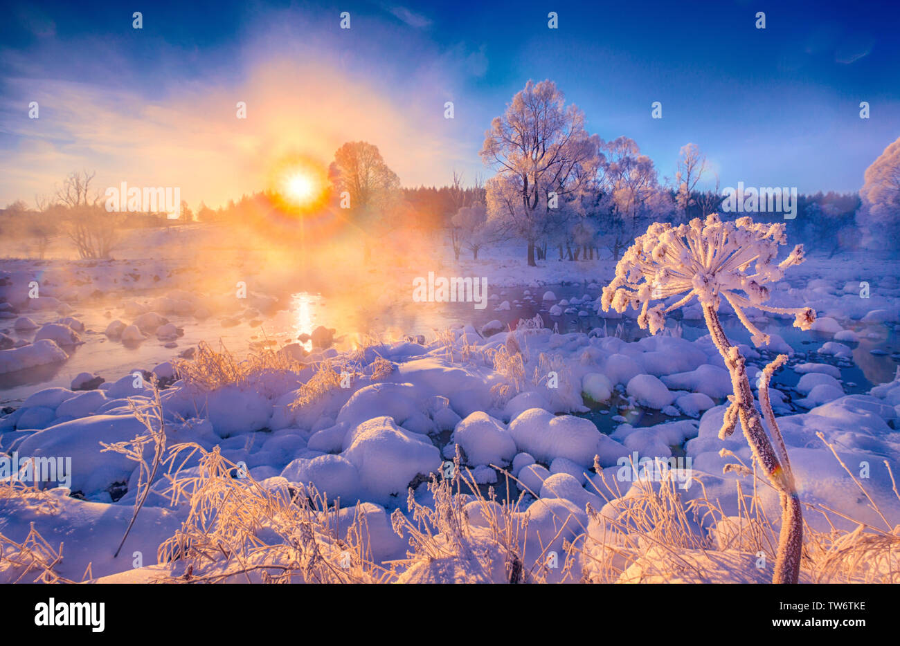 Haraha river winter rhyme Stock Photo - Alamy