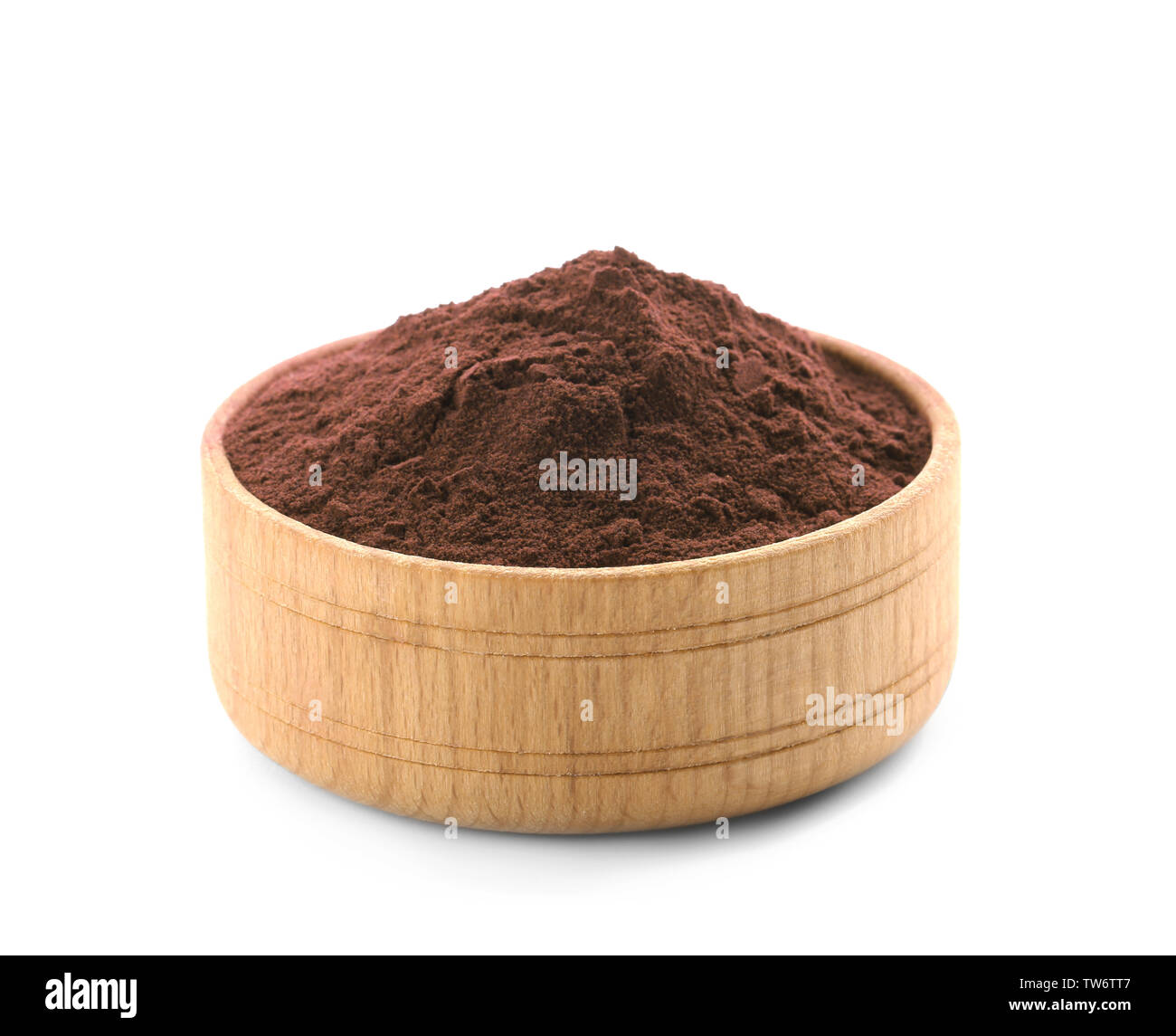 Acai powder in wooden bowl, isolated on white Stock Photo - Alamy